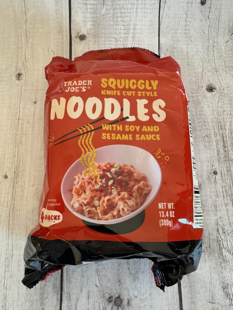 Quick Spicy Shrimp and Trader Joe's Squiggly Knife Cut Noodles Bowl - Club Trader Joe's