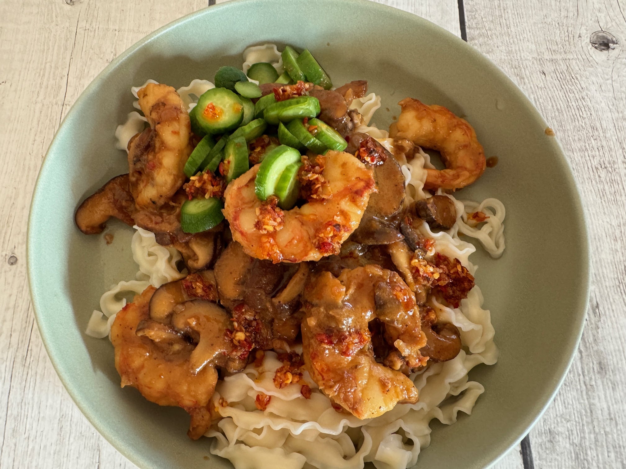 Quick Spicy Shrimp and Trader Joe’s Squiggly Knife Cut Noodles Bowl ... Quick Spicy Shrimp and Trader Joe’s Squiggly Knife Cut Noodles Bowl ...