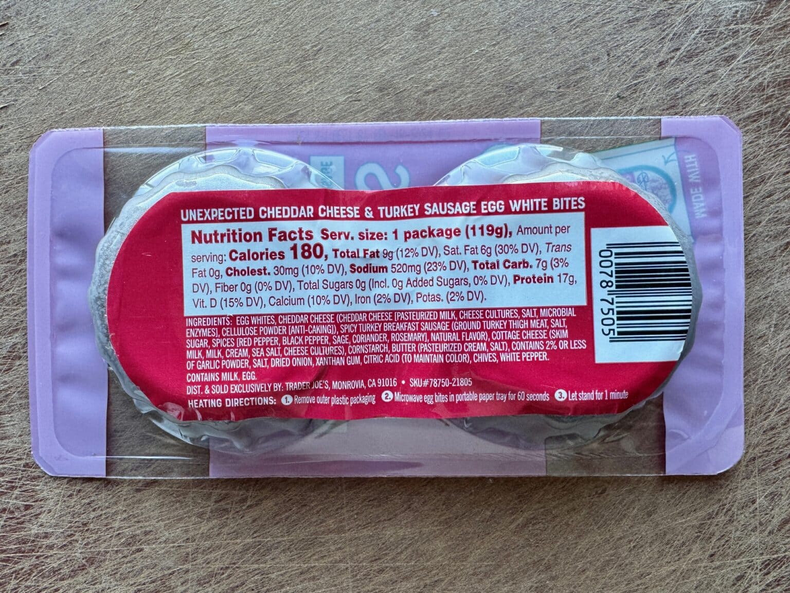 Trader Joe's Unexpected Cheddar Cheese Turkey Sausage Egg White Bites ...
