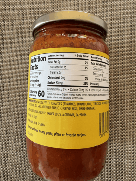 Trader Joe's Caro Sugo Italian Tomato Basil Pasta Sauce Review - Club Trader Joe's
